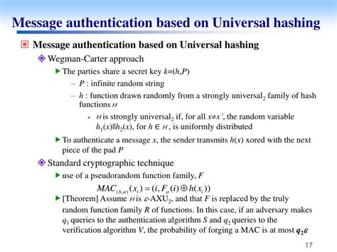 Ppt Universal Hash Families Powerpoint Presentation Free Download
