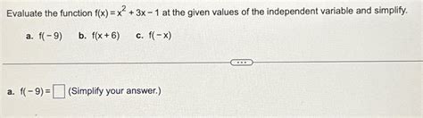 solved evaluate the function f x x2 3x 1 ﻿at the given