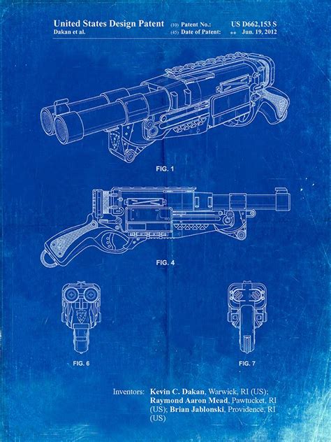Somerset House Images Pp1105 Faded Blueprint Toy Gun Poster