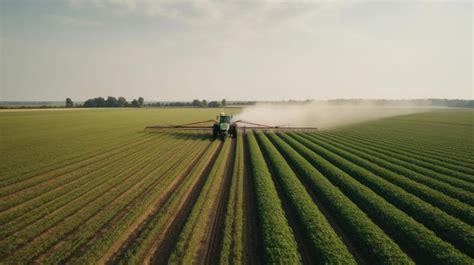 Premium Photo Tractor Spraying Pesticides On Soybean Fields Ai Generative
