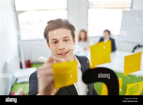 Creative Babe Brainstorming With Sticky Notes Stock Photo Alamy