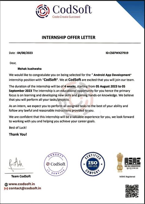 Mehak Kushwaha On Linkedin Codsoft Internship Thankyou