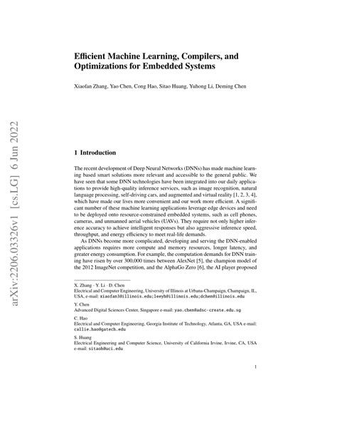 Pdf Efficient Machine Learning Compilers And Optimizations For