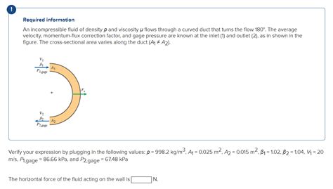 solved required information an incompressible fluid of