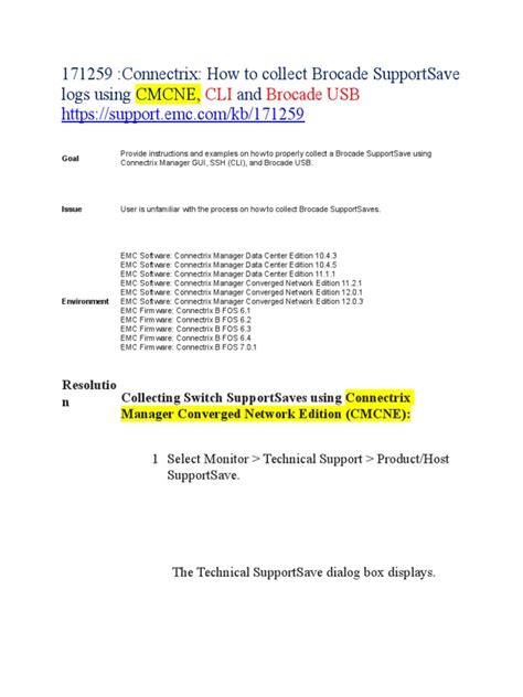 Supportsave Logs Collection Using Brocade Cmcne Cli Usb Pdf