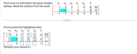 solved pivot once as indicated in the given simplex