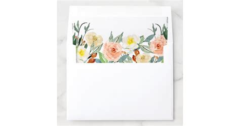 Botanical Peach Watercolor Roses Floral Wedding Envelope Liner Zazzle