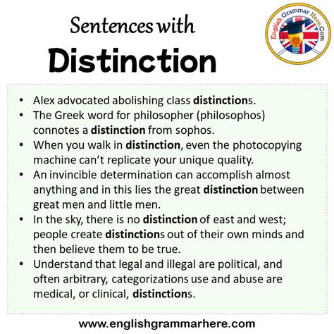 Sentences With Distinction Distinction In A Sentence In English