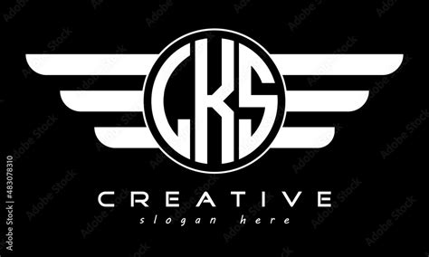 Lks Three Letter Monogram Type Circle Letter Logo With Wings Vector Template Stock Vector