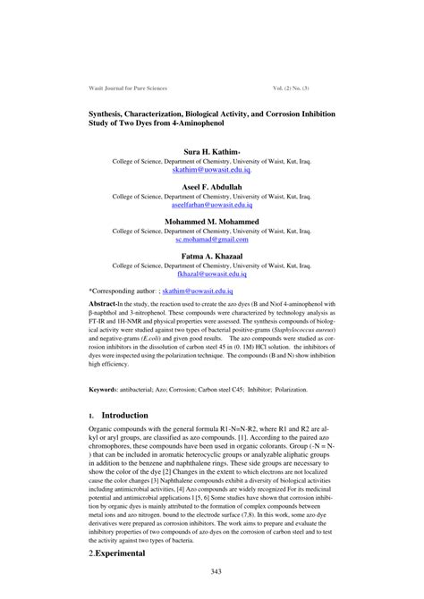 Pdf Synthesis Characterization Biological Activity And Corrosion