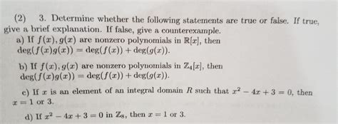 Solved 2 3 Determine Whether The Following Statements Are