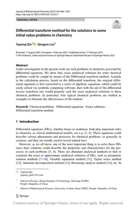 Differential Transform Method For The Solutions To Some Initial Value