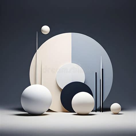 Minimalist Composition Of Overlapping Geometric Shapes In Pastel Hues Stock Illustration