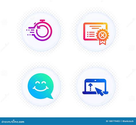 Smile Face Fast Recovery And Reject Certificate Icons Set Swipe Up