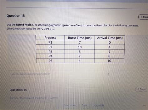 Solved Question 15 4 Poin Use The Round Robin Cpu Scheduling