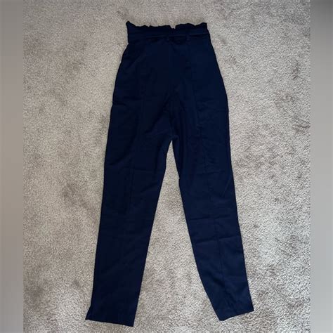 Lulus Pants And Jumpsuits Lulus Set Your Goals Navy Blue Paper Bag