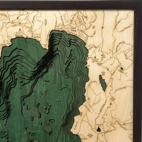 Lake Tahoe Wooden Map Art Topographic 3d Chart