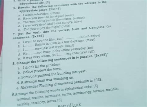 Put The Verb Into The Correct Form And Complete The Sentences