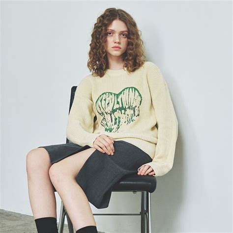 빈티지 하트 라운드 니트 Oatmeal 감도 깊은 취향 셀렉트샵 29cm