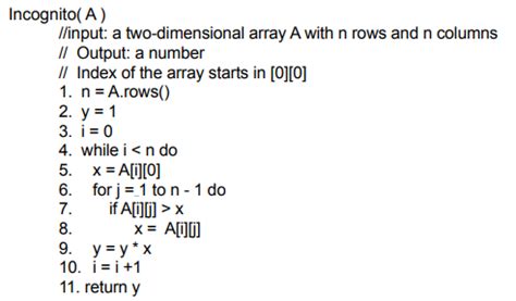 Solved Let A Be A Two Dimensional Array With N Rows And N Chegg