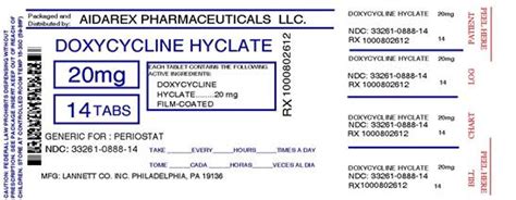 Doxycycline Hyclate Tablets Usp Equivalent To 20 Mg Doxycycline