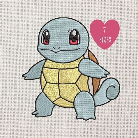 Squirtle Embroidery Design Pokemon Machine Embroidery File 7 Sizes