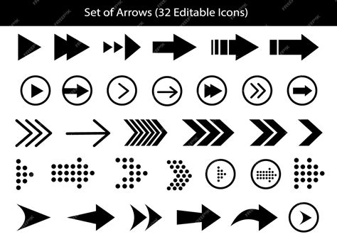 Premium Vector Set Of 32 Editable Arrow Icons