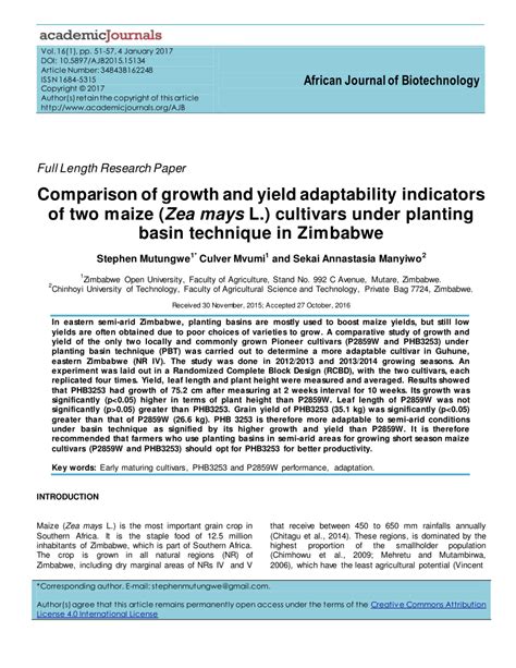 (PDF) Comparison of growth and yield adaptability indicators of two maize (Zea mays L ...