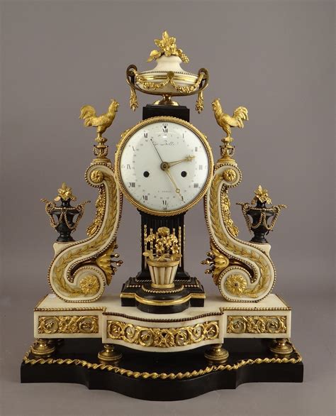 Horloge Pendule Lxvi En Marbre Blanc De Carrare Et Antique Clocks