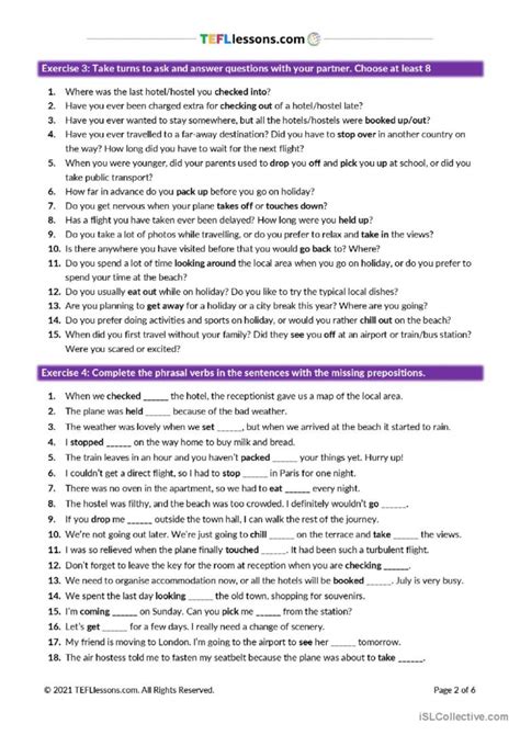 Holiday Phrasal Verbs General Gramma English Esl Worksheets Pdf And Doc