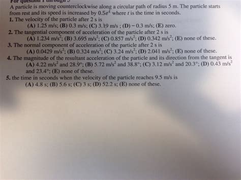 solved a particle is moving counterclockwise along a
