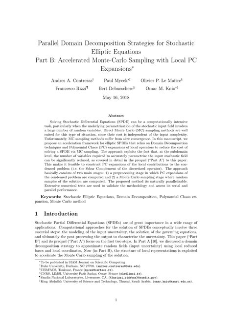 Pdf Parallel Domain Decomposition Strategies For Stochastic Elliptic Equations Part B