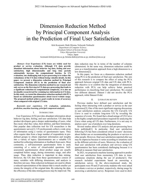Pdf Dimension Reduction Method By Principal Component Analysis In The