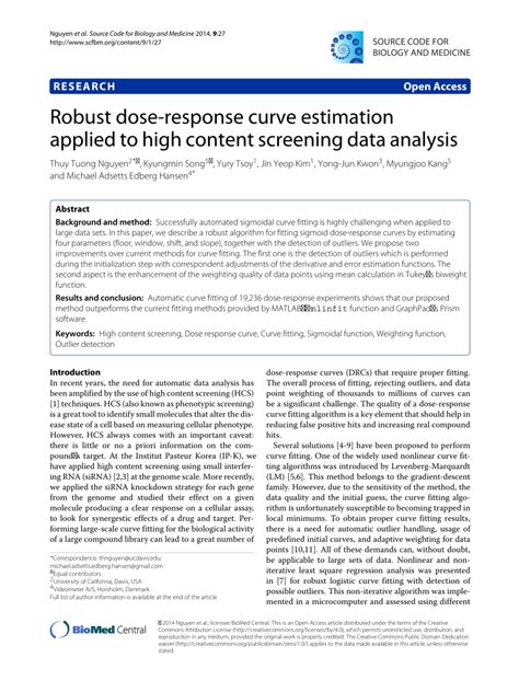 Pdf Robust Dose Response Curve Estimation Applied To High Content