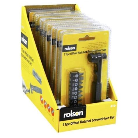 Rolson 11pc Offset Screwdriver Set Ratchet Action 28909 Sprayster