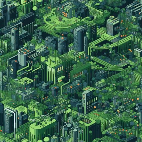 Cybernetic Landscape Urban And Seamless Pixel Pattern Premium Ai