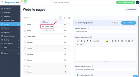 Custom Page Custom Feature Custom Page Custom Feature SimplyBook Me