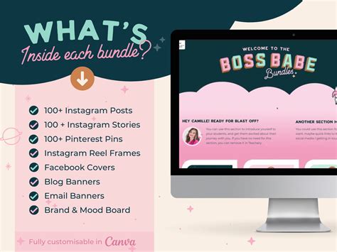 Boss Babe Template Bundles Content Captions Social Media Templates Canva Templates