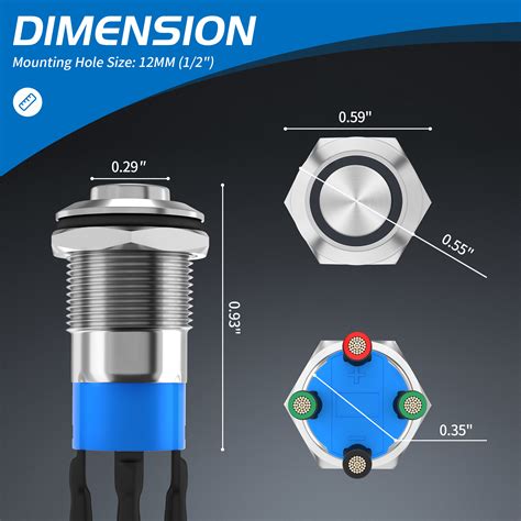 12mm Electronic Push Button Switch With Ring Led Daier