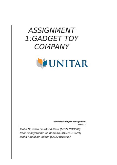 Toy Assignment Write Up Mohd Naszrien Bin Mohd Nasir Mc221019688