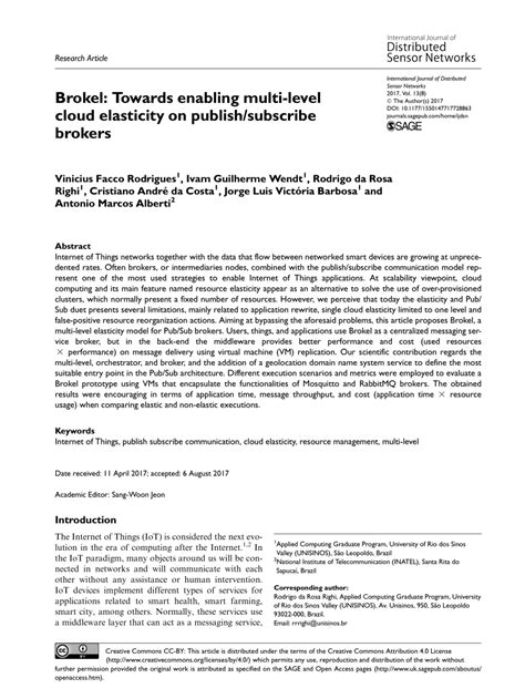 PDF Brokel Towards Enabling Multi Level Cloud Elasticity On Publish Subscribe Brokers