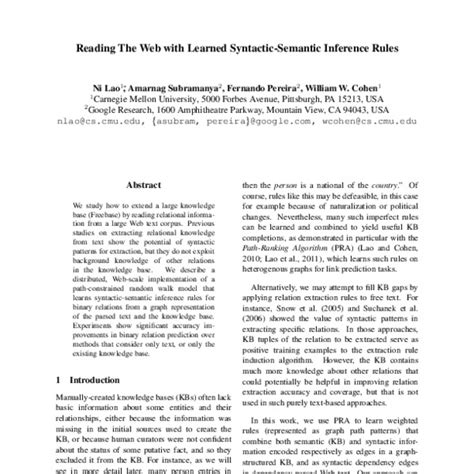 Reading The Web With Learned Syntactic Semantic Inference Rules Acl Anthology