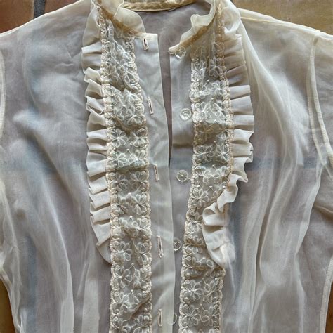 Vintage 50s Sheer Nylon Ruffle Blouse Stunning Depop
