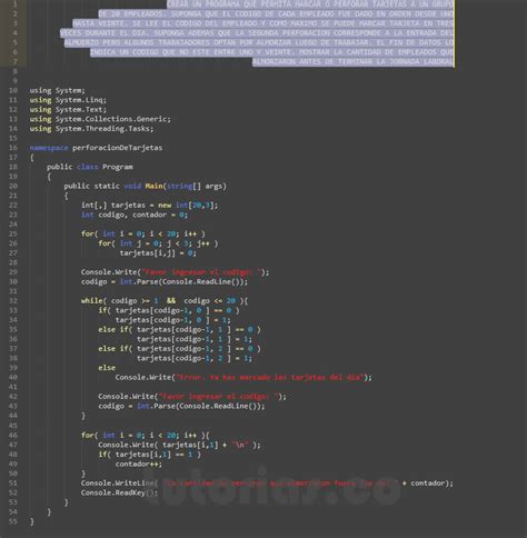 Arrays VisualStudio C Consulta De Salidas En Tarjetas Perforadas