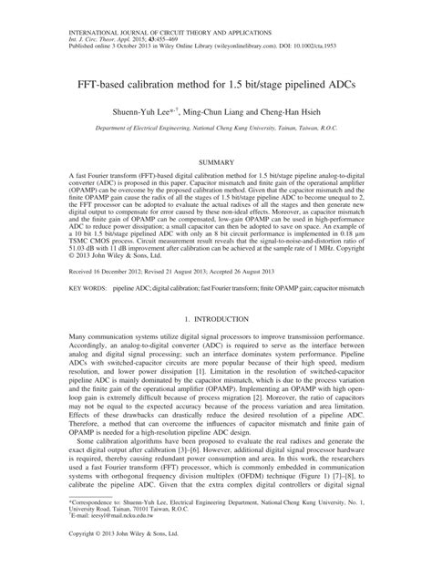 PDF FFT Based Calibration Method For Bit Stage Pipelined ADCs