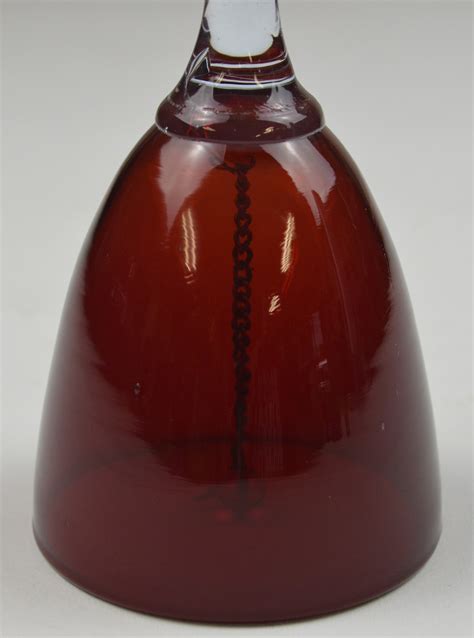 Ruby Red Glass Bell With Clear Applied Handle 625 Tall