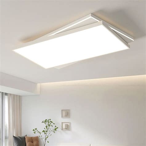 Led Flush Mount Geometric Rectangular Ceiling Lamp For Living Dining Room