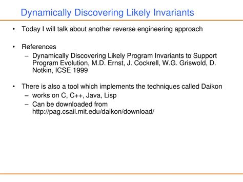Ppt Dynamic Invariant Discovery Powerpoint Presentation Free