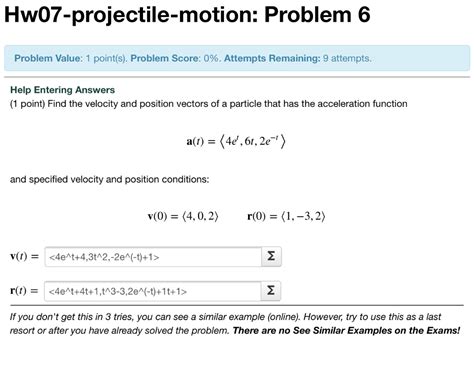 solved hw07 projectile motion problem 7 problem value 1