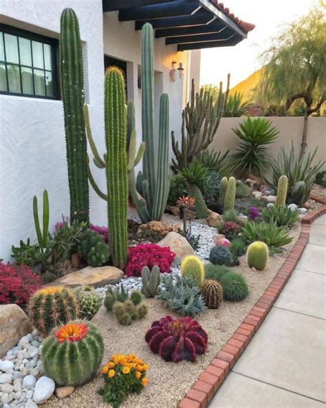 Small Front Yard Cactus Landscaping Southwest Style Front Yards